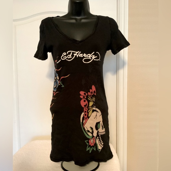 Ed Hardy | Tops | Vintage Ed Hardy Longline Tee M | Poshmark